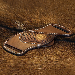 Tourbon Leather Pocket Knife Sheath for Left-Handed Draw Out Folding Knives Holder Carrier EDC Tools Holster for Belt