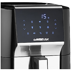 GoWISE USA 7-Quart Air Fryer & Dehydrator - with Ergonomic Touchscreen Display with Stackable Dehydrating Racks with Preheat & Broil Functions + 100 Recipes (Black/Stainless Steel)