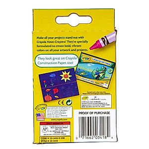Crayola Neon Crayons, Coloring Book Supplies, Gift for Kids, 8 Count