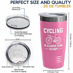Flairy Land Bike Lover Pink Edition Tumbler 20oz - Cycling is cheaper - Biker Sport Trails Bicycle Off Road Cross Country Hobby Athlete Player Rider