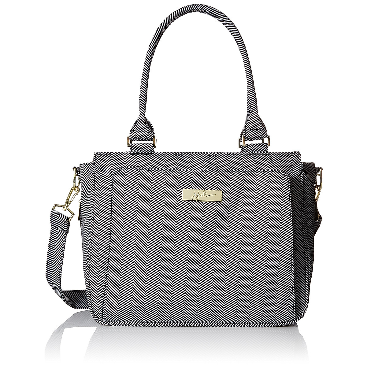 JuJuBe Be Classy Structured Multi-Functional Multi-Functional Diaper Bag/Purse, Legacy Collection - The Queen of the Nile - Black/White Chevron