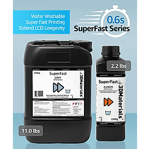 SuperFast 4K 3D Printer Resin Water Washable, 50um Print in 0.6 sec, Made in Korea by 3DMaterials (1000g, Amber)