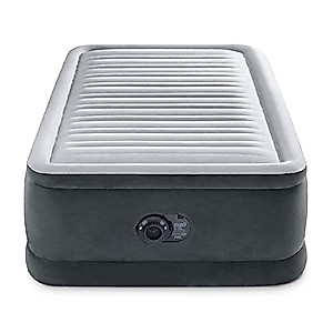 Intex Twin Air Mattress with Built in Pump - 18" Dura-Beam Deluxe Comfort Plush Twin Blow Up Mattress with Wholesalehome Inflatable Pillow for Camping, Travel and Home