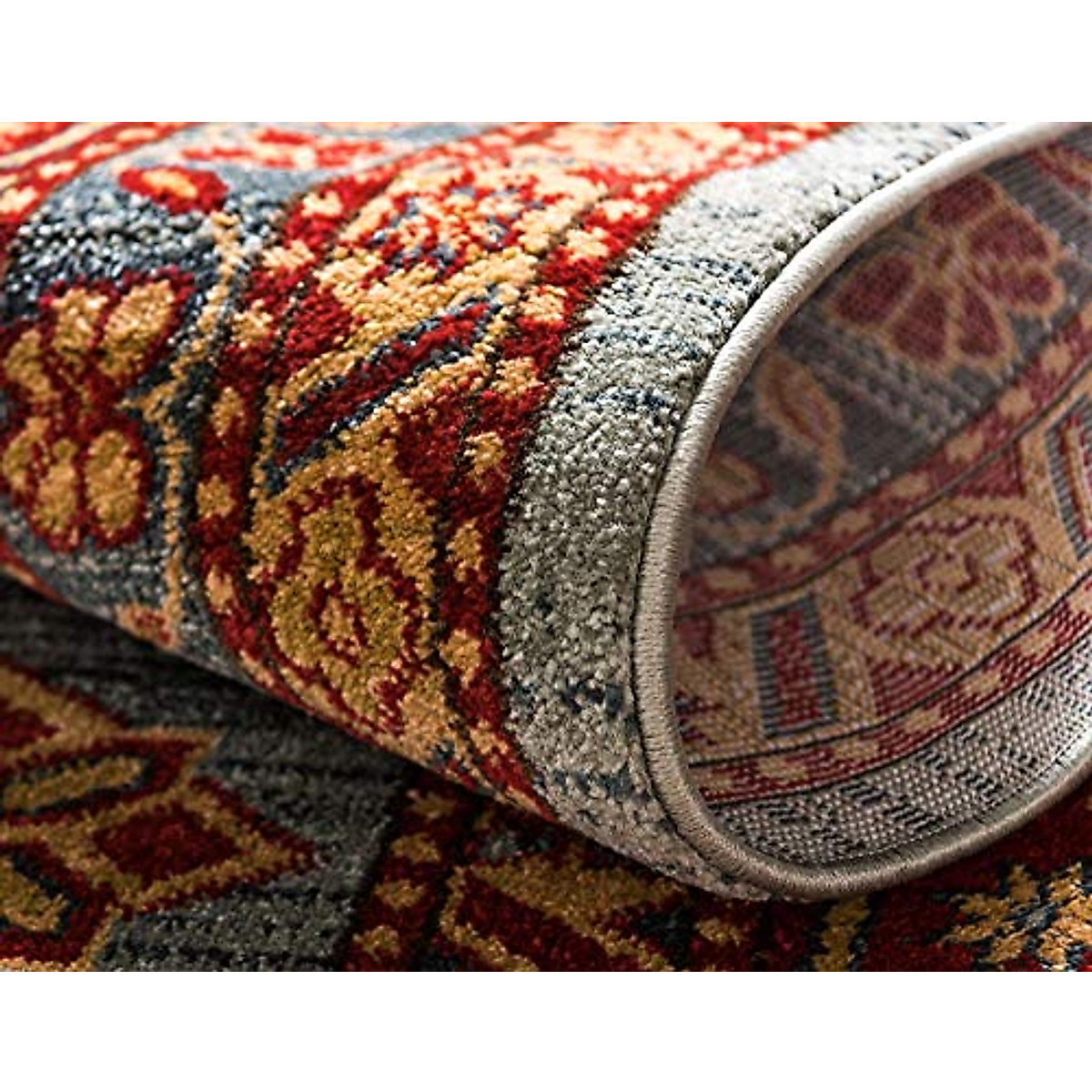 Unique Loom Sahand Collection Area Rug - Shapur (8' Round, Light Blue/ Light Brown)