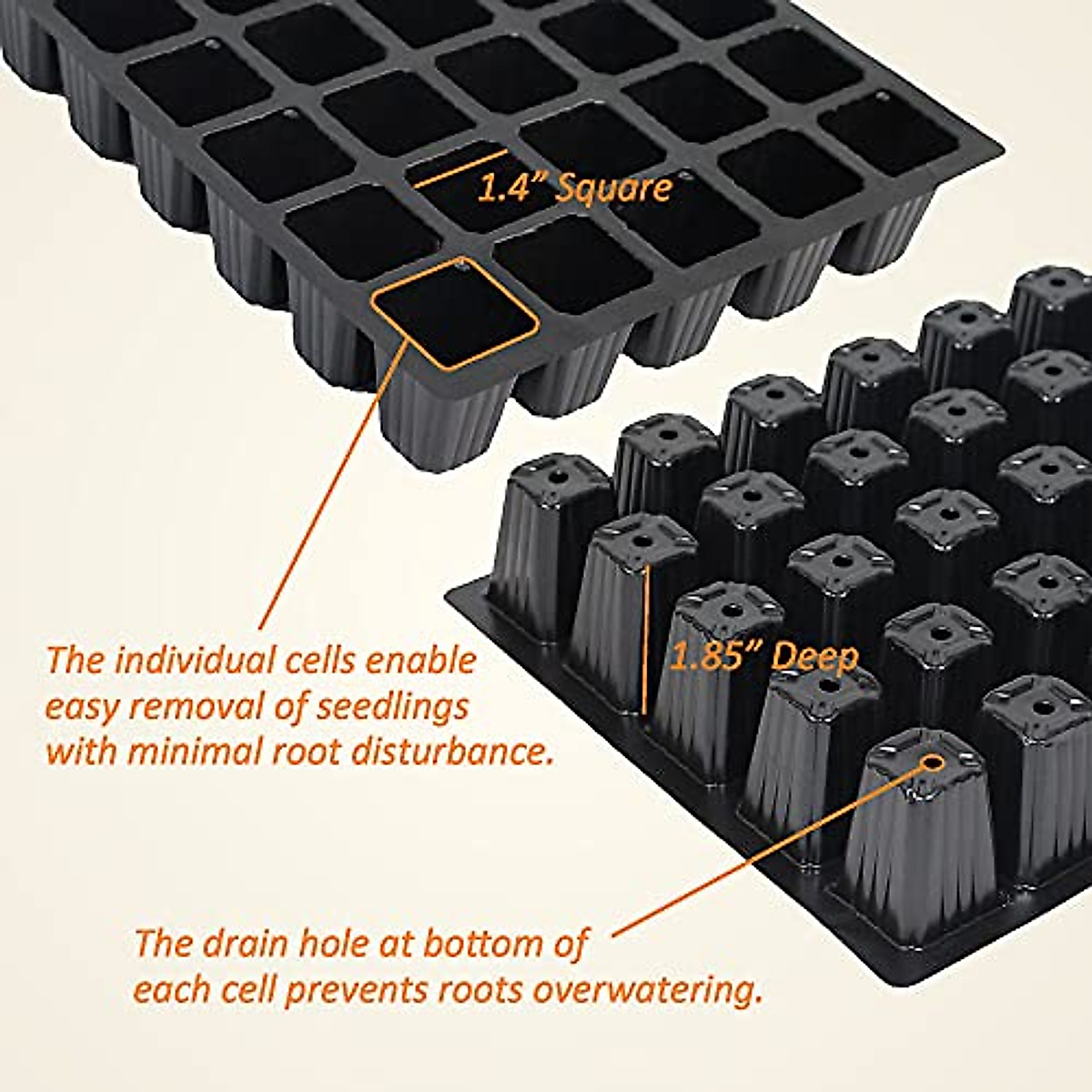 Gardzen 5-Set Garden Propagator Set, Seed Tray Kits with 200-Cell, Seed Starter Tray with Dome and Base 15" x 9" (40-Cell Per Tray)