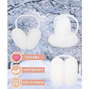 Simplicity White Ear Muffs For Women Winter Women's Earmuffs for Outdoor Snowboarding Walker Ear Protection Foldable Ear Covers Soft Warm Ear Warmers
