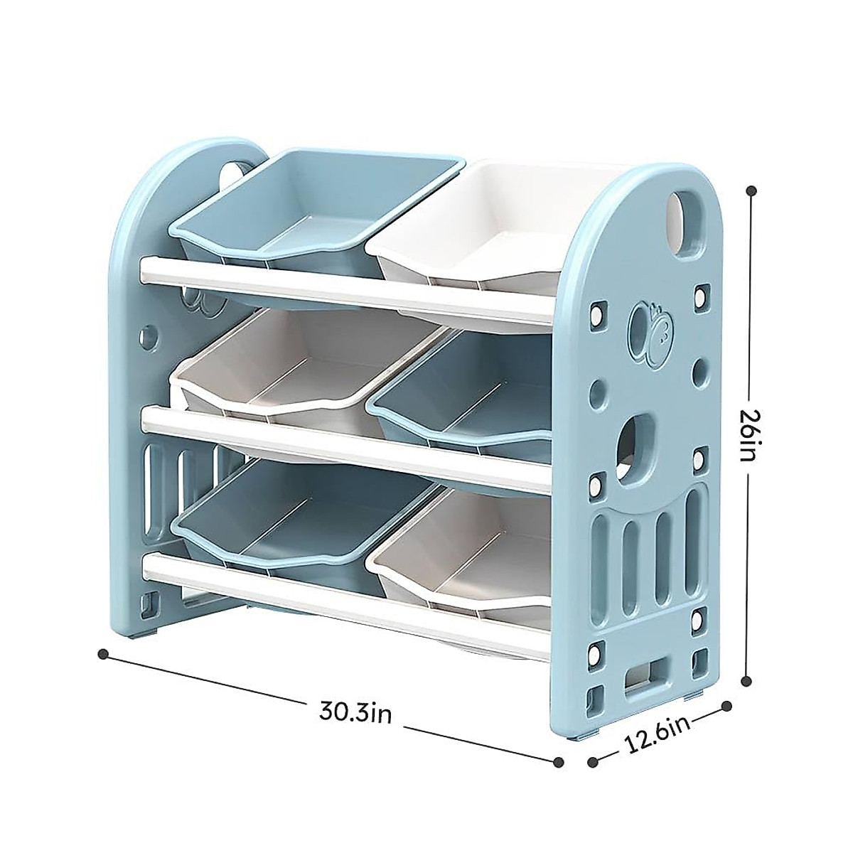 Yone jx je Kids Toy Storage Organizer with 6 Bins, Multi-Functional Nursery Organizer Kids Furniture Set Toy Storage Cabinet Unit with HDPE Shelf and Bins for Playroom, Bedroom, Living Room (Blue)