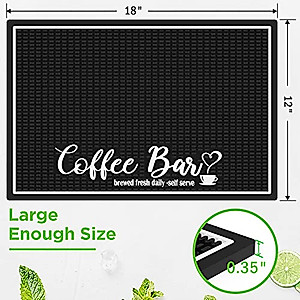 SOSMAR Coffee Bar Mat, 18" x 12" Spill Mat, Thick Durable Rubber Bar Mat, Coffee Maker Mat, Bar Accessories, Non-Slip Coffee Mat, Cup Mat for Coffee Station, Coffee Tamper Mat for Countertop, Black