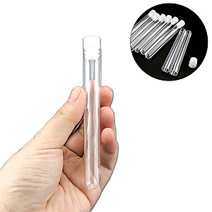 Twdrer 50 PCS Clear Plastic Test Tubes with Cap and Rack for Scientific Experiment,Halloween,Christmas,Scientific Theme Party Decoration,Candy Storage(12mm x 100mm)