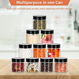 50pcs 2 oz Clear Plastic Round Jars with Black Lids, 2oz 60ml Leak-Proof Wide-Mouth Cosmetic Storage Containers for Kitchen Use, Beauty Products, Cream, Scrubs, Bath Salt and More