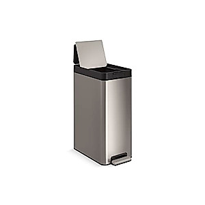 KOHLER 23826-ST 13 Gallon Elongated Hands-Free Step Can, Trash Can with Soft-Close and Foot Pedal, Quiet Close Lid, Stainless Steel