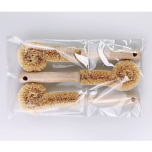 Taakcc 3PCS Cleaning Brush, Bottle Brush, Milk Cup Brush, Coffee Cup Brush, Pot Brush, Natural Coconut Fiber Brush Head, Strong Wooden Handle, Deep Cleaning, Natural Environmental Protection