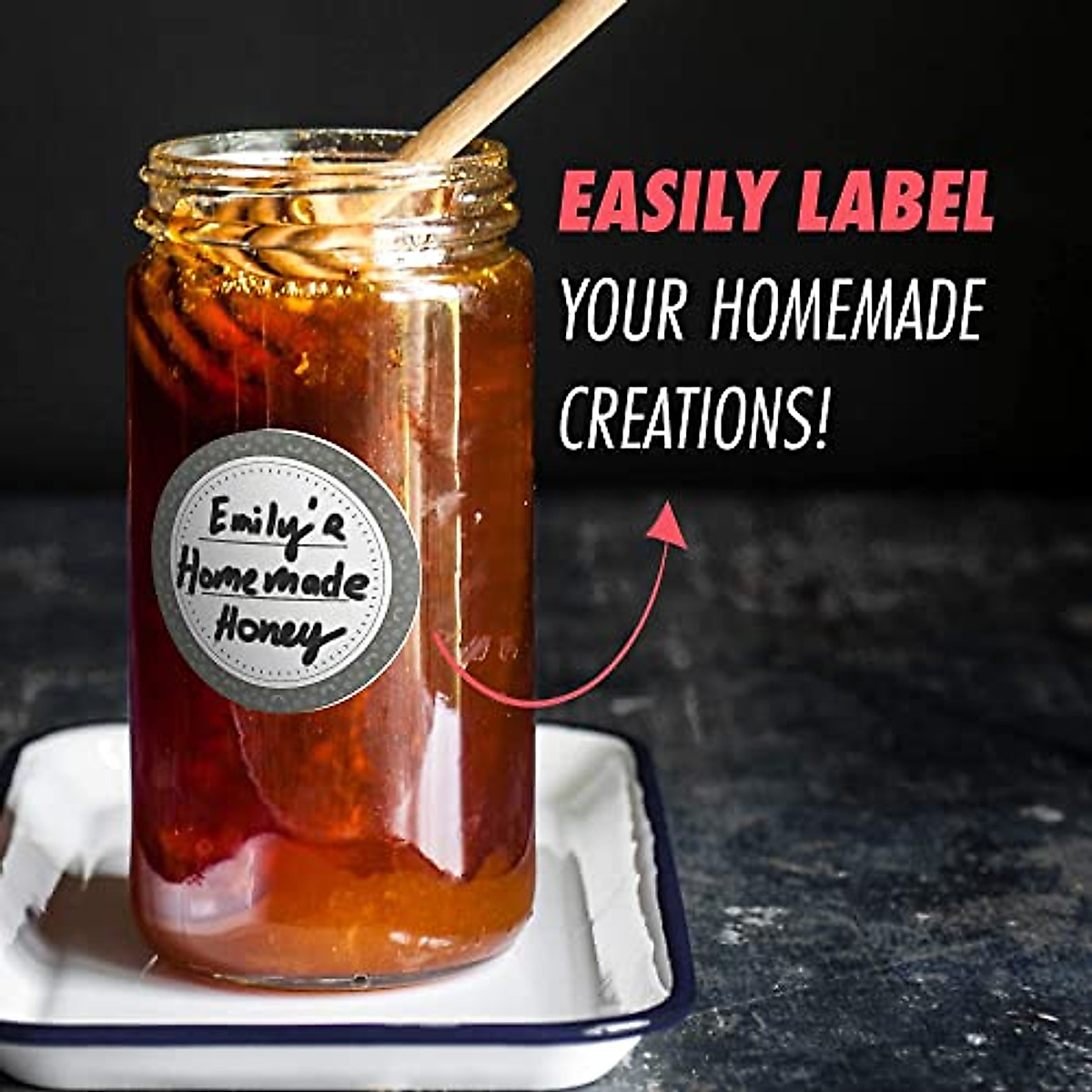 MESS Dissolvable Canning Labels for Jars – 200 Dissolvable Mason Jar Labels - Dissolvable Food Labels for Containers - Jam Homemade Canning Jar Labels Stickers - Removable Mason Jar Labels 2" Granite