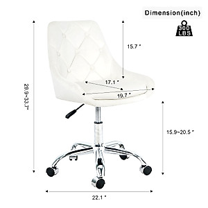 Warmiehomy Office Desk Chair with Wheels, Modern Velvet Vanity Chair with Mid Back, Ergonomic Computer Task Study Chair 360 Degree Swivel Height Adjustable for Office Make Up Bedroom,Sliver-Beige