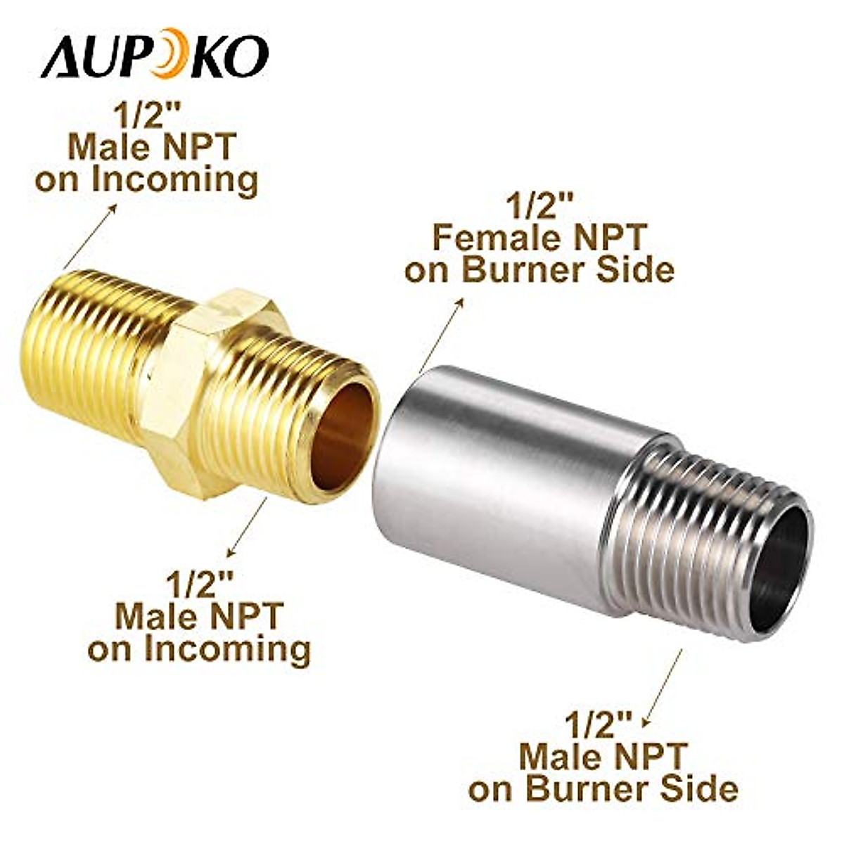 Aupoko Liquid Propane Gas Fire Pits 1/2" Air Mixer Valve, LP Mixer Valve with High Capacity 150K BTU and Stainless Steel, 1/2" Female and Male Thread, Fits for Outdoor DIY Propane Fire Pit