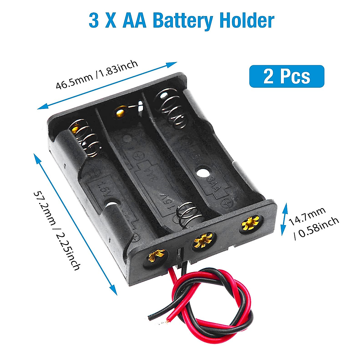 QTEATAK 8 Pack AA Battery Holder Bundle with Wire 1 AA Battery Holder 1.5V, 2 Pcs, 2 AA Battery Holder 3V, 2 Pcs, 3 AA Battery Holder 4.5V, 2 Pcs, 4 AA Battery Holder 6V, 2 Pcs