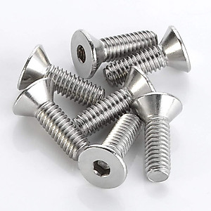 1/4-20 x 1-1/4" Flat Head Socket Cap Screws, Allen Socket Drive, Stainless Steel 18-8 (304), Full Thread, Bright Finish, 25 PCS