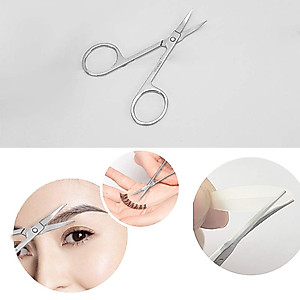 Eyebrow Scissors and Three Eyebrow Brushs, beard and nose trimming scissors eyelash with curved craft stainless steel scissors