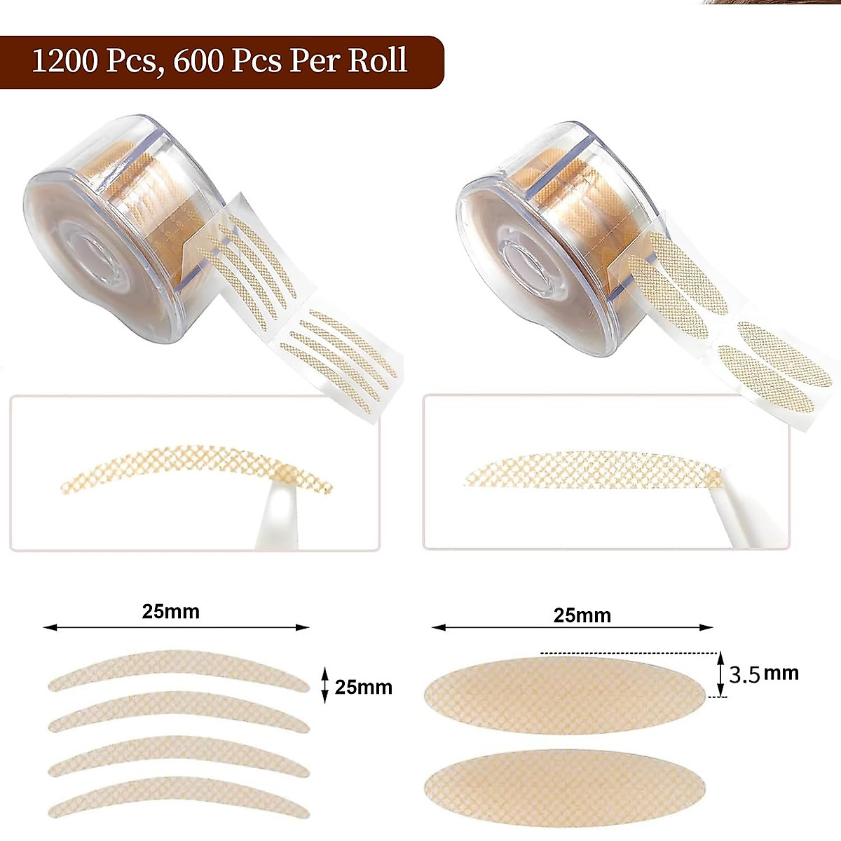 Waterproof Invisible Double Eyelid Tape - 1200 Pieces Natural Fiber Eyelid Lifter Strips, Eye Lift Tape for Droopy Lids, 2 Rolls Invisible Eye Stickers, Big Eye Decoration