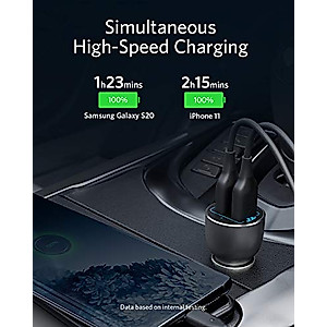 Anker Car Charger, 36W Metal Dual USB Car Phone Charger Adapter, PowerDrive III 2-Port 36W Alloy for iPhone 14 13 12 11 Pro Max mini X XR XS, iPad Pro mini, Galaxy S20/ S20+/ S10/ S10e/ S10+ and More