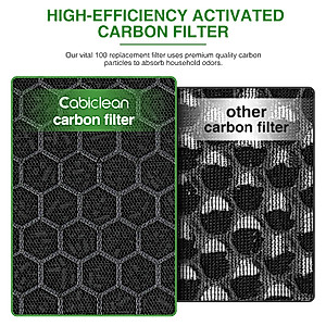 4 Pack Vital 100 True HEPA Replacement Filter Compatible with LEVOIT Vital 100 Air Purifier, 3-in-1 H13 Ture HEPA and High-Efficiency Activated Carbon Filters, Replace Part # Vital 100-RF