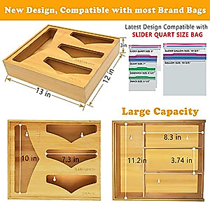 Ziplock Bag Storage Organizer for Kitchen Drawer Plastic Bag Organizer Storage Bag Organizer Baggie Holder with Slider Lids Compatible with Ziploc, Gallon, Quart Sandwich & Snack Variety Size Bags