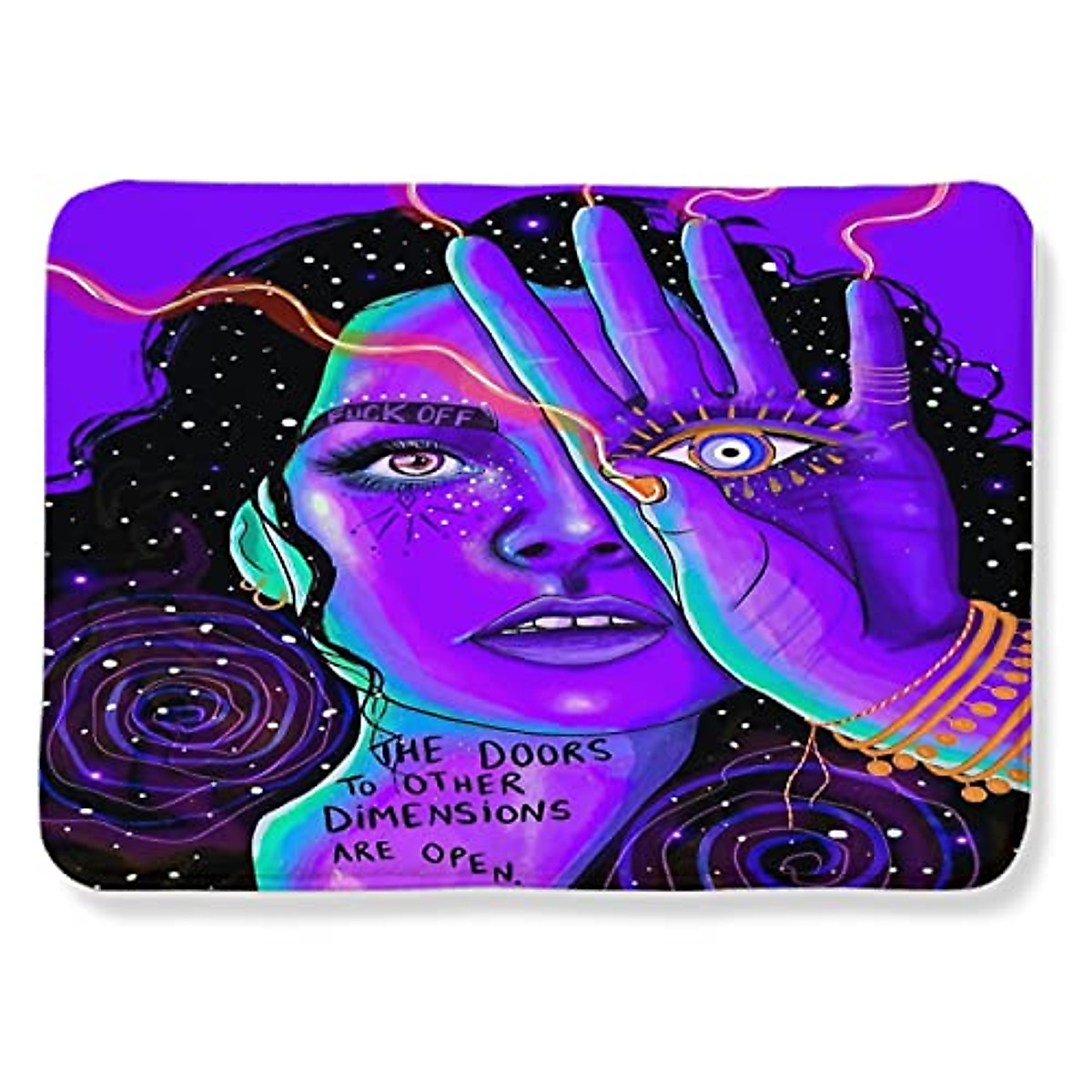 3x5 Ft Super Soft Indoor Modern Area Rug Rugs for Living Room Bedroom Purple Light Cool Girl Hippie Psychedelic 60x39 Inch Rug