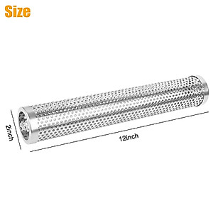 12-Inch Round Stainless Steel BBQ Grill Smoker Box Tube for Wood Pellet Pipe - Ideal for Smoking Meat