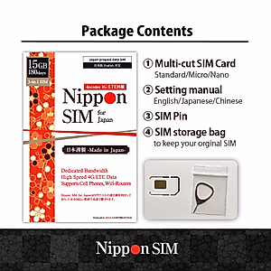 Japan Data Only SIM Card 180 Days | 15GB High-Speed 4G LTE + Unlimited Data at Reduced Speed | No Roaming Needed for Faster, Safer Access | Hotspot tethering Supported | Docomo Network | Made in Japan