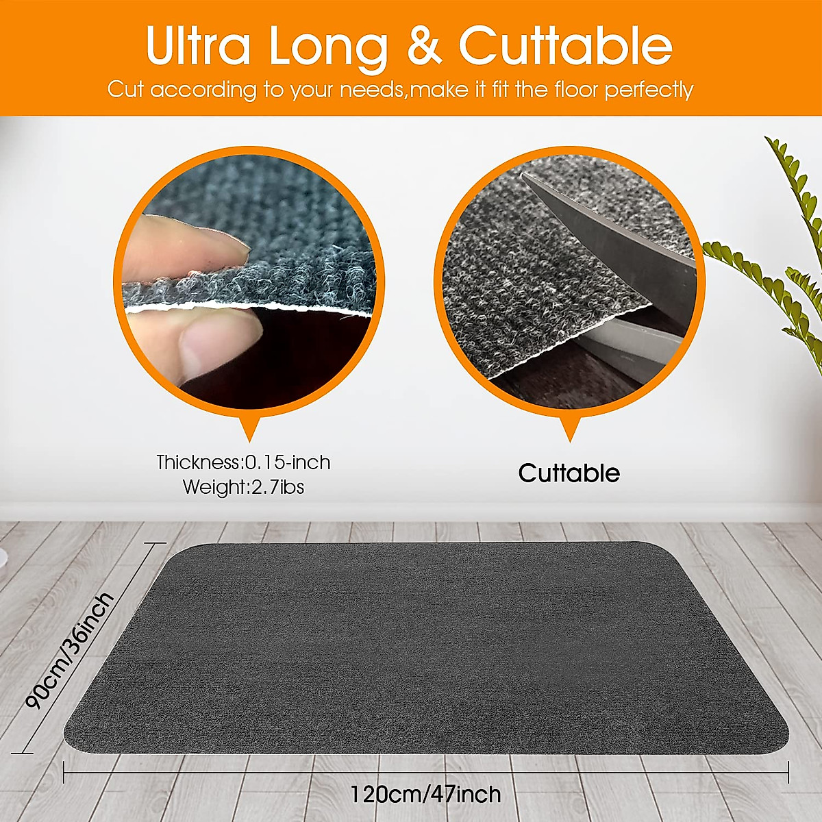 Brinman Chair Mat for Hardwood Floor,36"x48" Desk Chair Mat,Non-Slip Office Chair Mat, Computer Gaming Floor Mat for Rolling Chair, Under Desk Rug Floor Protector,Easy Clean & Flat Without Curling