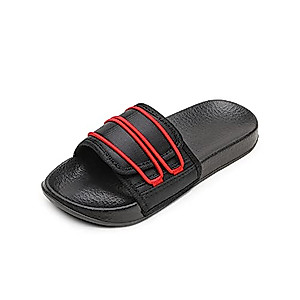 DREAM PAIRS SDSS221K Toddler Girls Kids Classic Sandals House Slipper Shower Slides Black/RED Size 2 Little Kid