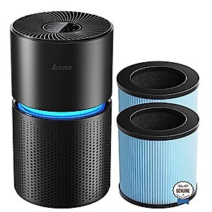 AROEVE Air Purifiers for Large Room(MK03-Black) with Three H13 HEPA Air Filter(One Basic Version & Two Standard Version) Remove 99.97% of Dust, Pet Dander, Smoke, Pollen for Home, Bedroom and Office