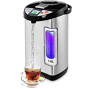 COSTWAY Instant Electric Hot Water Boiler and Warmer, 5-Liter LCD Water Pot with 5 Stage Temperature Settings, Safety Lock to Prevent Spillage, Stainless Steel Hot Water Dispenser