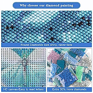 Lxmsja 5D Diamond Art Painting, Blue Tree Diamond Painting Kits for Adults, DIY Full Drill Crystal Rhinestone Butterfly Arts and Crafts, Gem Art Painting with Diamond Home Wall Decor (11.8X15.7inch)