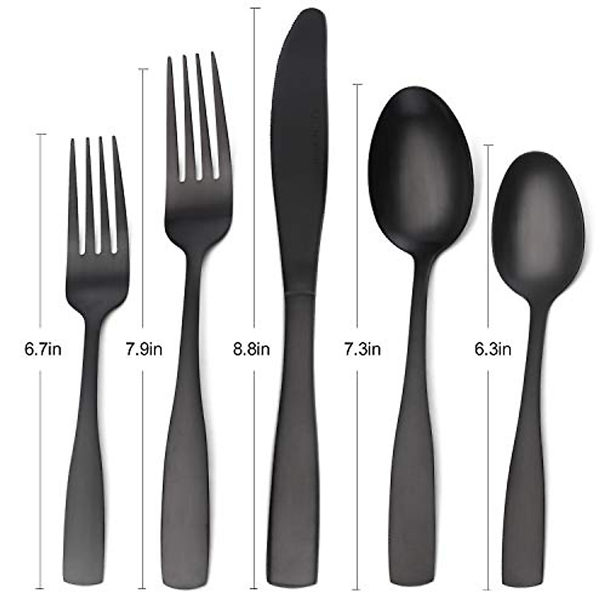 Matte Black Silverware Set, Satin Finish 20-Piece Stainless Steel Flatware set, Tableware Cutlery Set Service for 4, Utensils for Kitchens, Dishwasher Safe