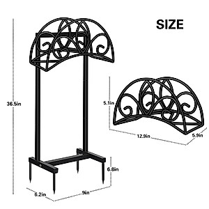 Garden Hose Holder with Hose Cover Detachable Water Hose Holder Sturdy Garden Hose Reel Decorative Free-standing Hose Hanger - 4 Solid Prongs for Outdoor Hose Storage- Fits 145- Feet of Hose
