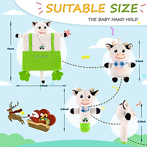 ush Baby Rattle Toys for Babies 0-6 Months Soft Baby Toys Stuffed Animal Plush Rattle Newborn Sensory Toys Newborn Infant Security Blanket Loveys Small Animals Doll（Cow）
