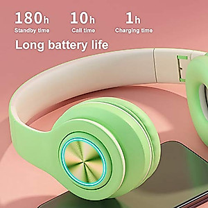 Heave Bluetooth 5.0 Wireless Headphones with LED Lights,3.5 mm Jack Stereo Over-Ear Headset with Noise Canceling Mic/Comfy Earpad,Support TF Card for Kids,Adult Online Class,Gaming Yellow