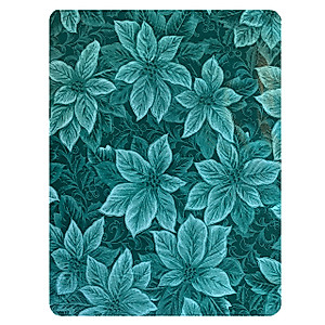 Newbridge Hunter Green Poinsettia Scroll Vinyl Christmas Tablecloth with Flannel Backing, Poinsettia and Holly Damask Look Vinyl Flannel Back Tablecloth, 60” x 102” Oblong/Rectangle