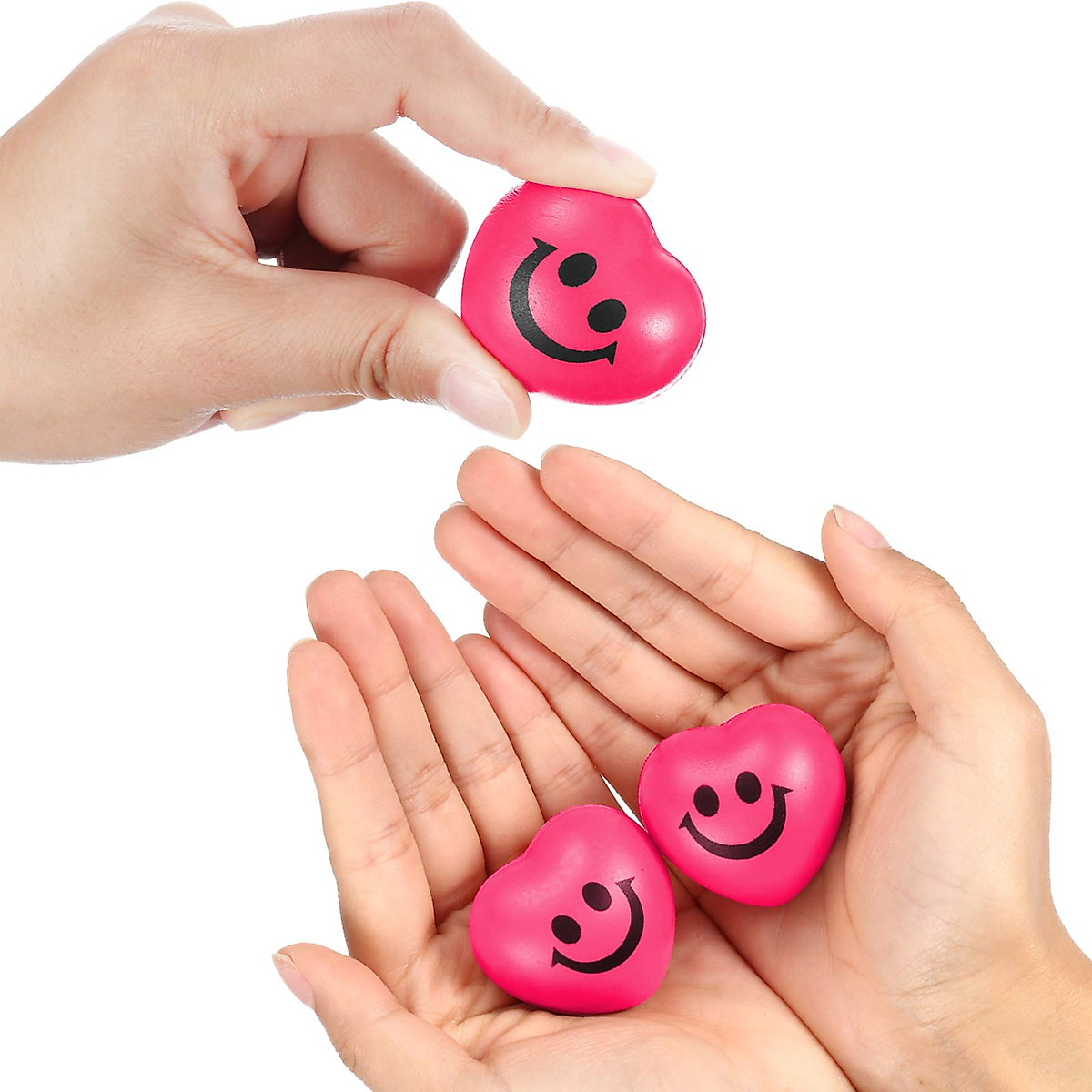 30 Pieces Heart Smile Funny Face Stress Balls, Mini Foam Ball, Stress Relief Smile Balls for School Carnival Reward, Valentine Party Bag Gift Fillers (Pink)')