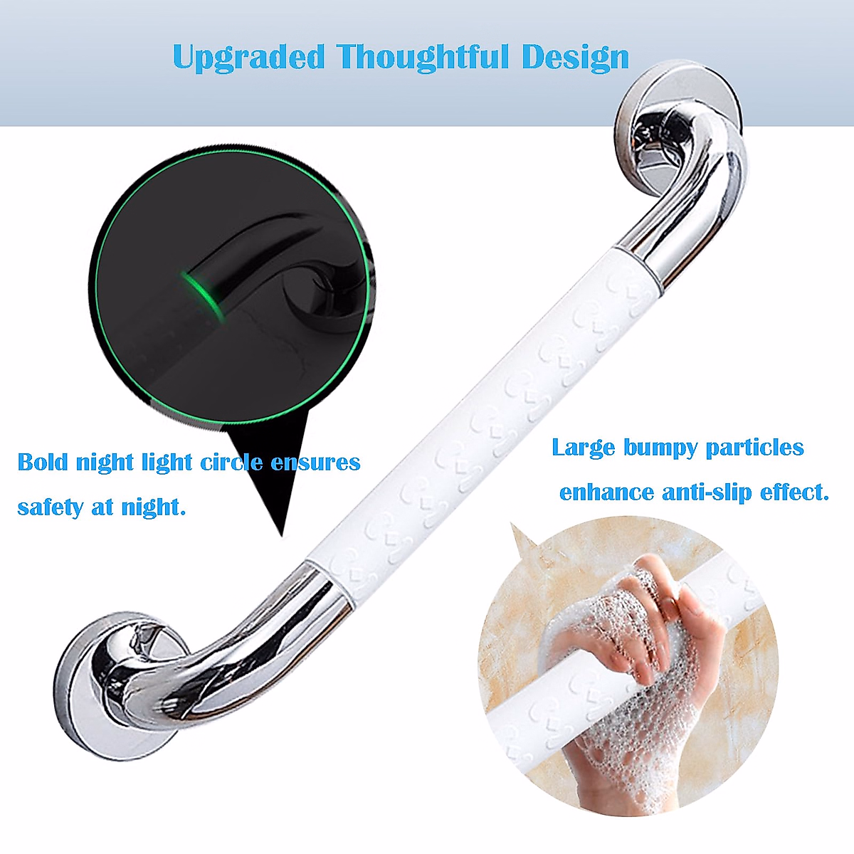 Shower Handle 2 Pack, WIENOLOA Grab Bars for Bathtubs and Showers, 12 inch Safety Bathroom Grip, Balance Assist for Handicap Elderly Seniors Pregnant Children Stainless Steel Hand Rail Shower Armrest