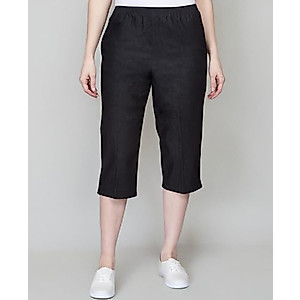 Alfred Dunner womens All Around Elastic Waist Denim Petite Capris - Elastic Waist Jeans Pants, Black, 16 Petite US