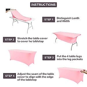 IVAPUPU 2 Pack 6FT Table Cloth for Rectangular Fitted Events Stretch Pink Table Covers Washable Table Cover Spandex Tablecloth Table Protector for Party, Wedding, Cocktail, Banquet, Festival