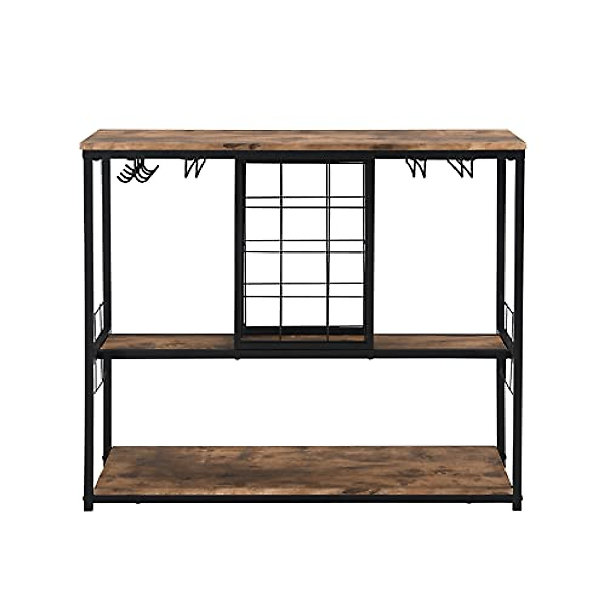 CIATRE Wine Rack Table, Wine Rack Kitchen Bar 3 Tier Storage Rack, Wooden Wine Cabinet Wine Cabinet with Bottle Rack and Glass Rack for Home Kitchen Dining Room, 40 Inch