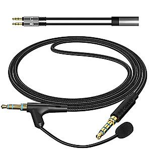 GEEKRIA Boom Mic Headphones Cable Compatible with Sony WH-1000XM5 1000XM4 1000XM3 XB910N XB900N CH710N, 3.5mm Jack Nylon Braided Replacement Cord with Boom Microphone for Gaming & Meeting (5.6 ft)