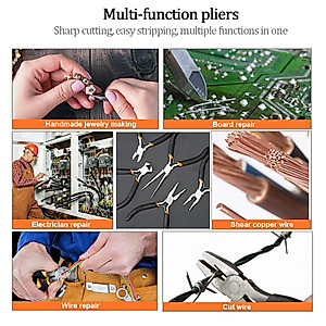 SOONAN 5 Pieces Mini Pliers, Long Lasting Tool Set Cable Cutters – Long Needle Nose, Long Nose, Nipper Bent Nose, End Cutting, Diagonal Cutting, Precision Pliers Set