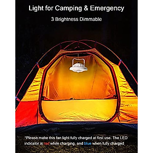 Small Desk Fan Battery Operated 8", 3 Speed Upgraded Max 20H Powerful Airflow, Circular LED Light, Rechargeable USB Fan, Table Fan for Camping, Bedside, Desk, Quiet Small Fan, 90° Tilt Stand