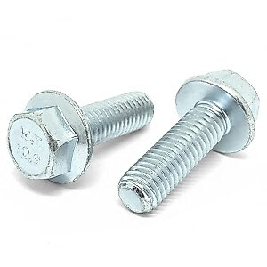 (6 Pieces) M10-1.25x35 Class 10.9 JIS Hex Flange Bolts Screws UNF Fine Full Threads Zinc Clear