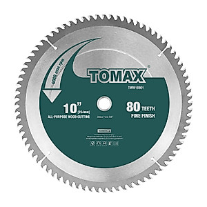 TOMAX 10-Inch 80 Tooth ATB Fine Finish Saw Blade with 5/8-Inch Arbor