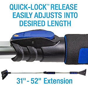 SubZero 80052 52" Extension Quick-Release Handle Ice Scraper and Pivoting Snow Broom (Colors May Vary)